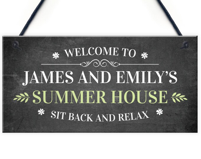 Personalised Summer House Sign Metal Garden Wall Door Decor Accessory ...