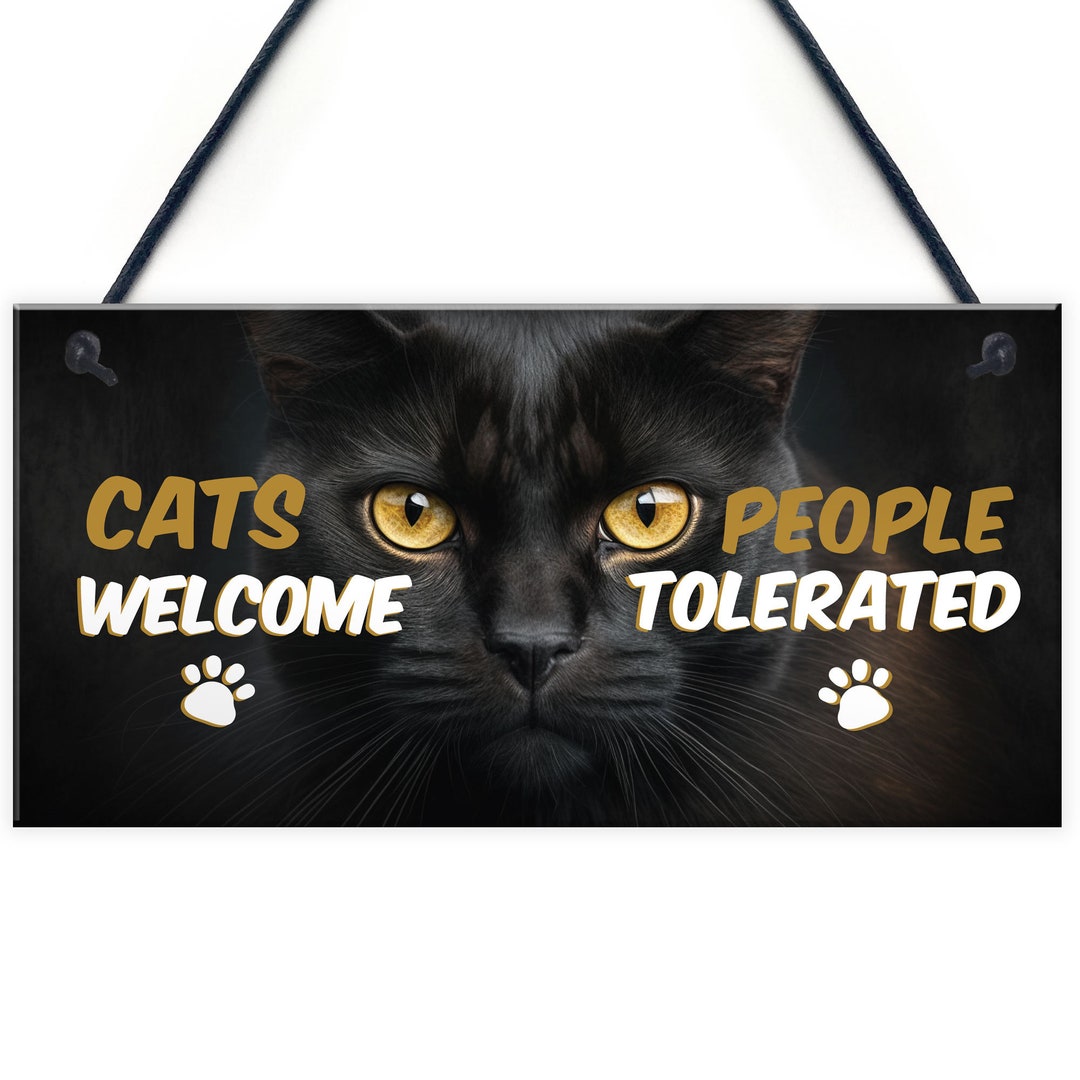 Cat Signs for Home Hanging Wall Door Plaque Funny Cat Sign for Home ...