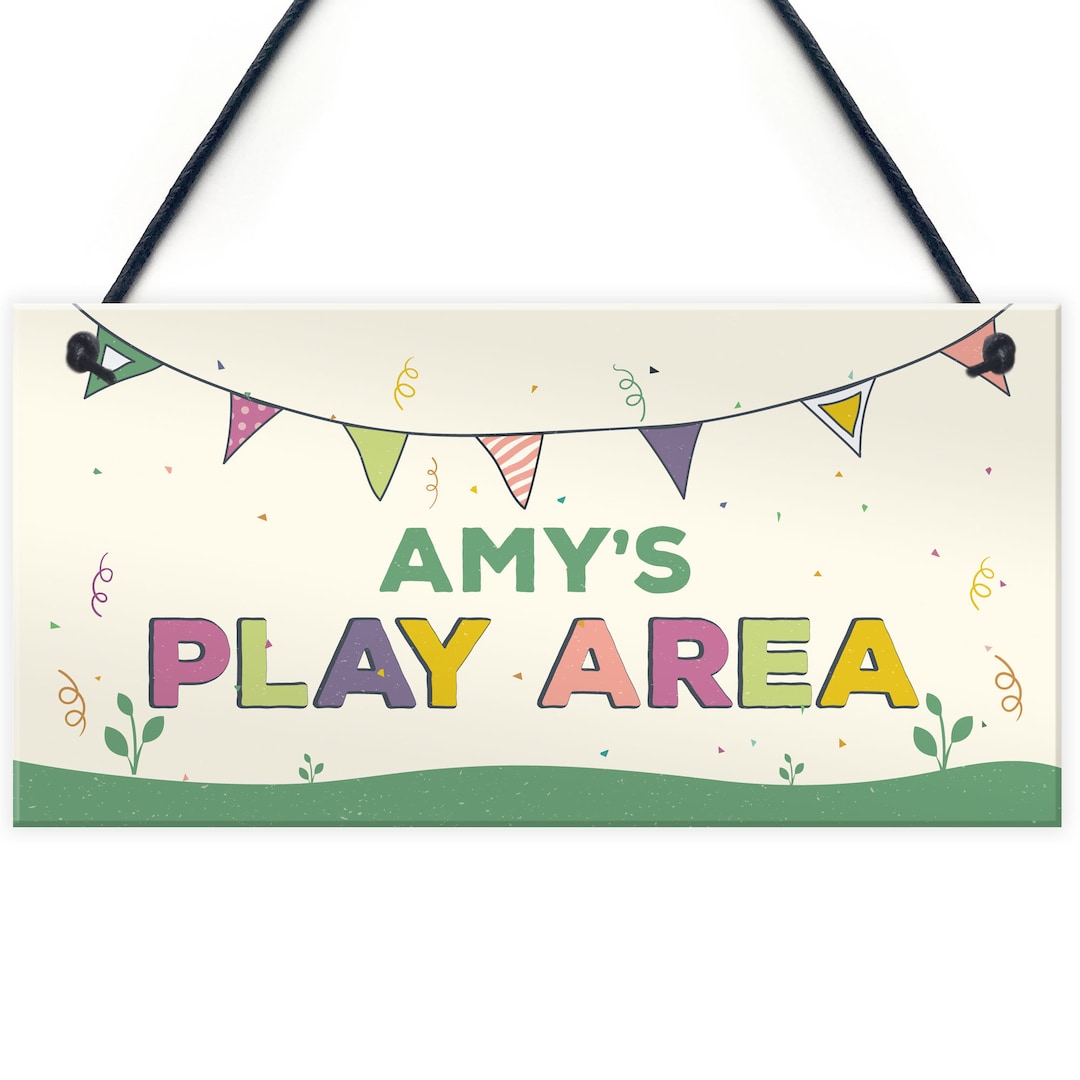 Letrero de área de juegos para niños, letrero colgante personalizado ...