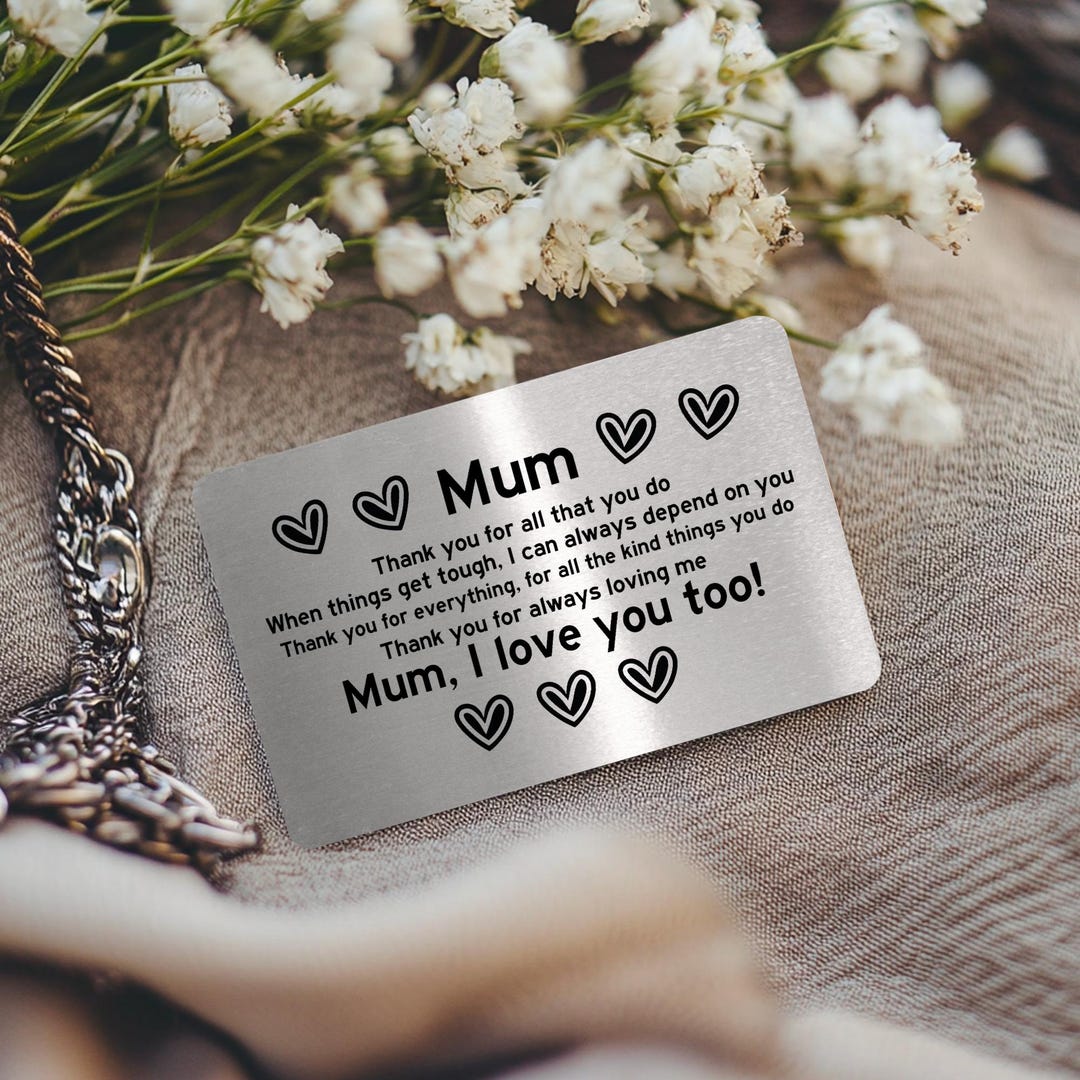 Mum Gift Poem Metal Card Mothers Day Birthday Gift From Daughter Son ...