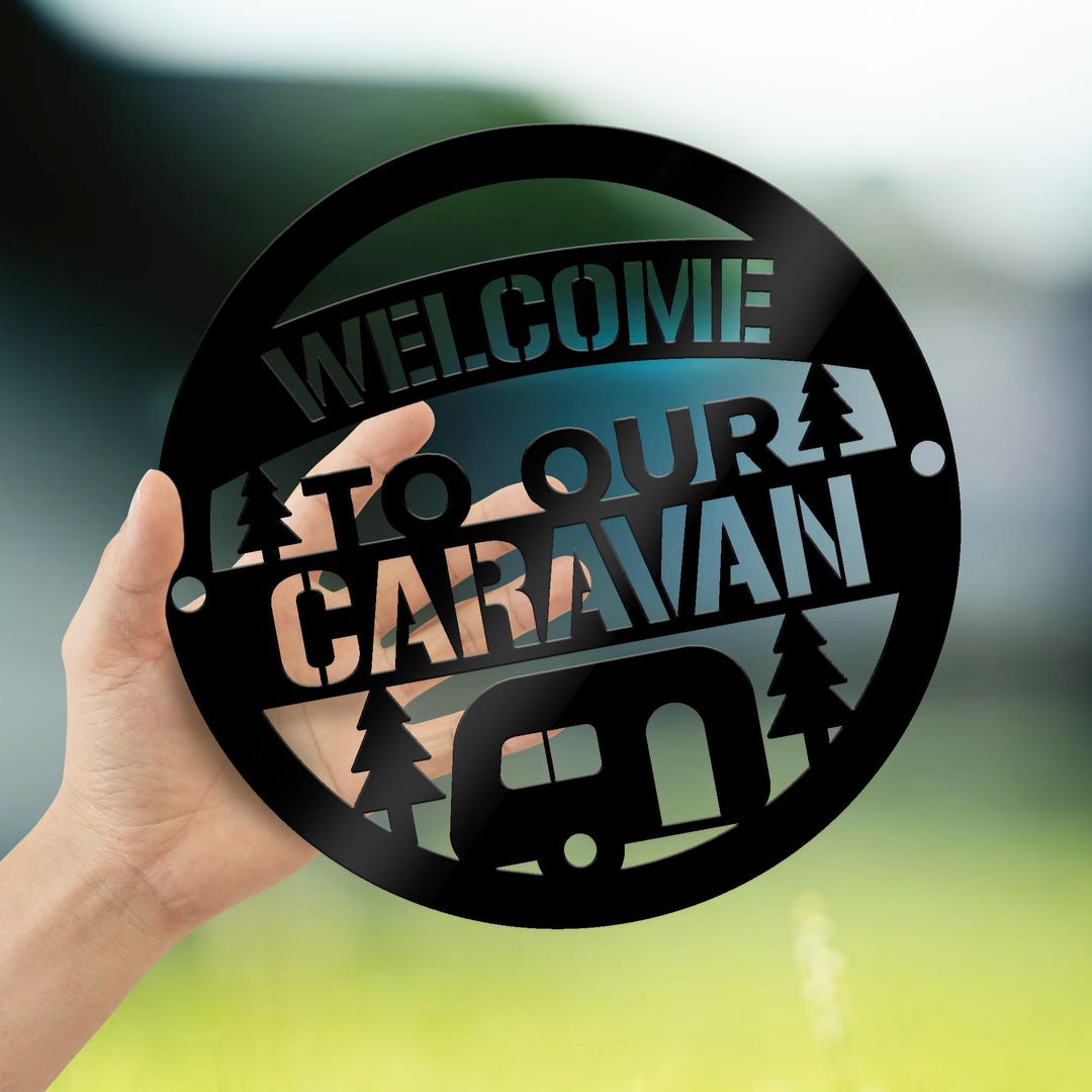 Caravan Welcome Sign Decor for Caravan Wall Mounted Sign Black Acrylic ...