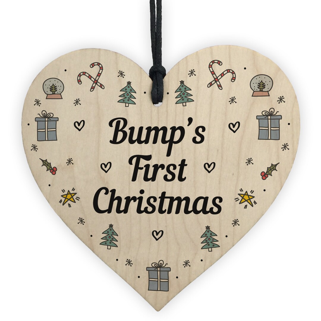 Handmade Bumps First Christmas Wooden Heart Babys 1st Christmas Gift ...