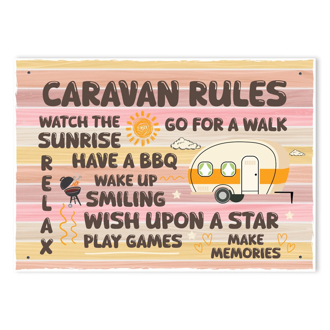 Colourful Caravan Rules Sign Wall Door Plaque Caravan Sign for Home ...
