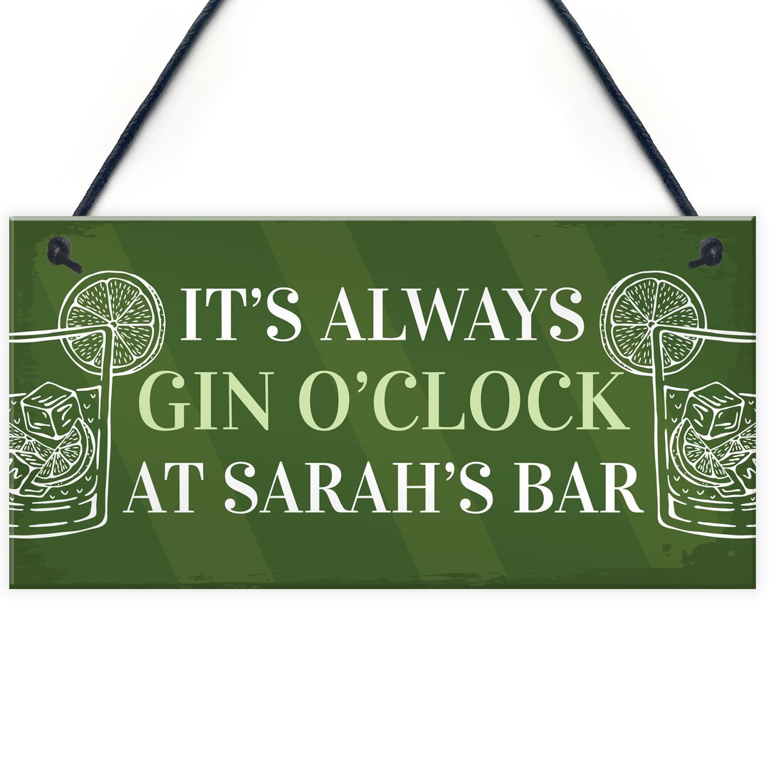 Personalised Home Bar Sign Gin Gift Hanging Gin Bar Sign Alcohol Gift ...
