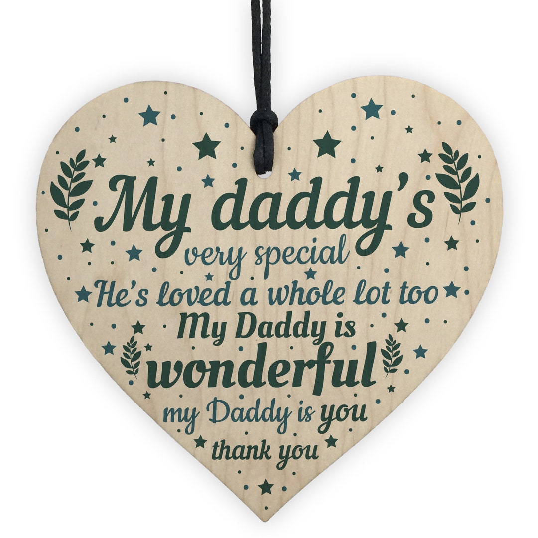 Red Ocean Daddy Wooden Heart Fathers Day New Daddy Dad to Be Gift Baby ...