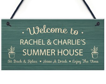 Personalised Summer House Sign Metal Garden Wall Door Decor Accessory ...