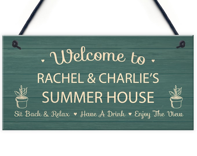 Personalised Summer House Sign Metal Garden Wall Door Decor Accessory ...