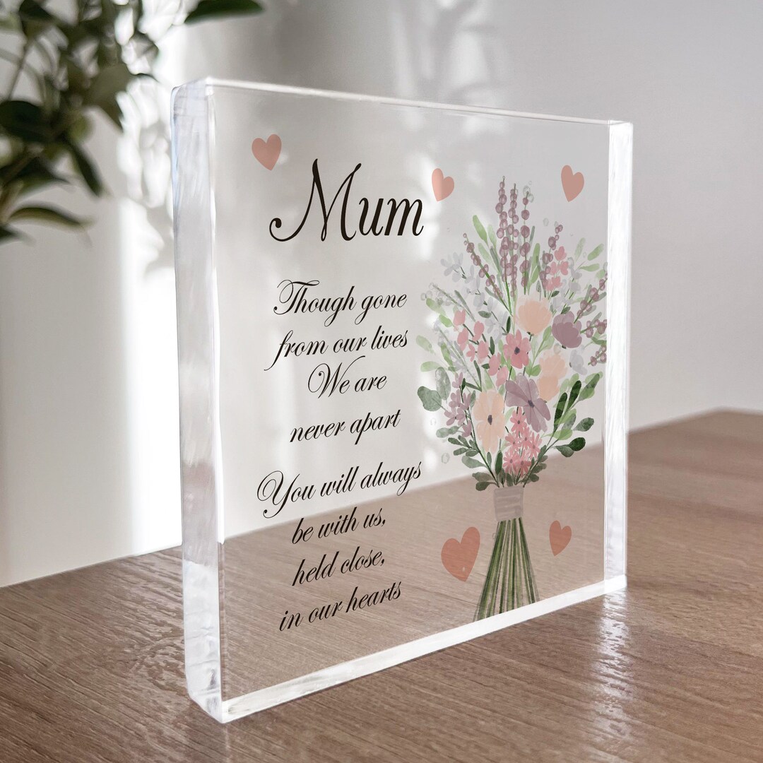 Red Ocean Mum Memorial Plaque Acrylic Block Beautiful Mum Memorial Sign ...