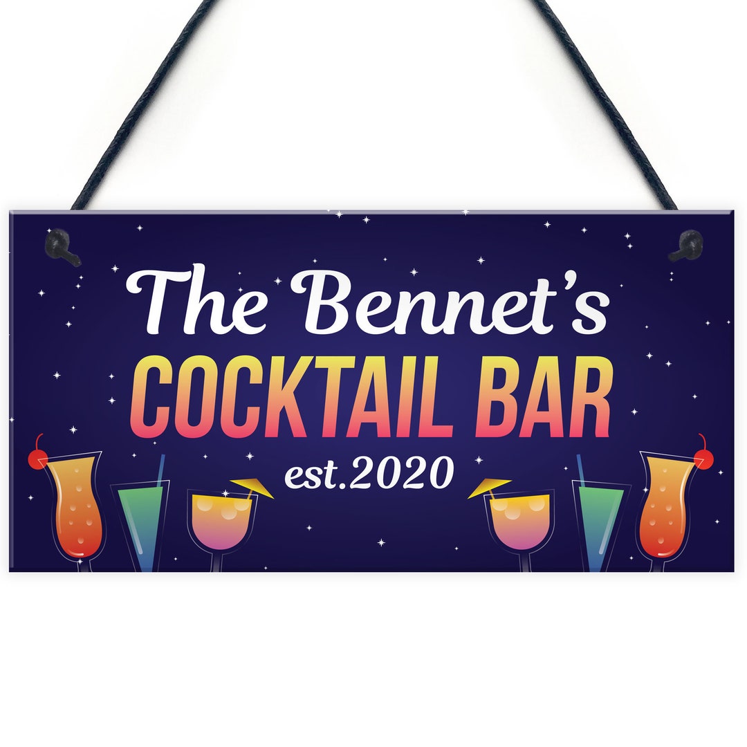 Red Ocean Personalised Cocktail Bar Plaques Home Bar Decor Signs for ...