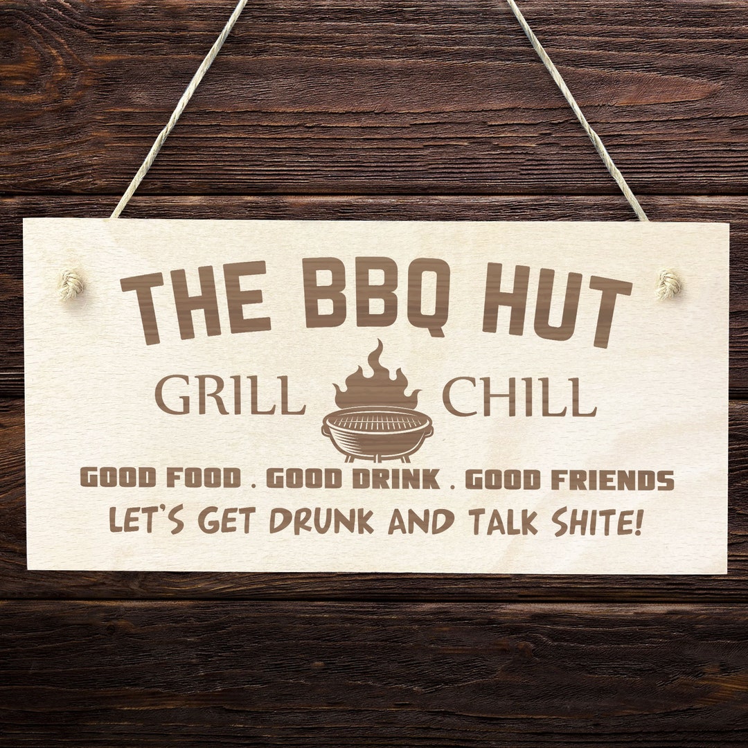 BBQ Signs for Outside the BBQ Hut Sign Garden Sign for Outdoor Shed ...