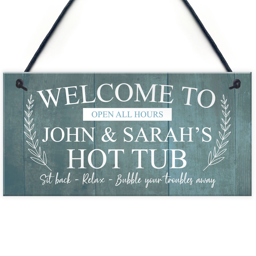 Red Ocean Hanging Hot Tub Sign Personalised Garden Shed Sign New Home ...