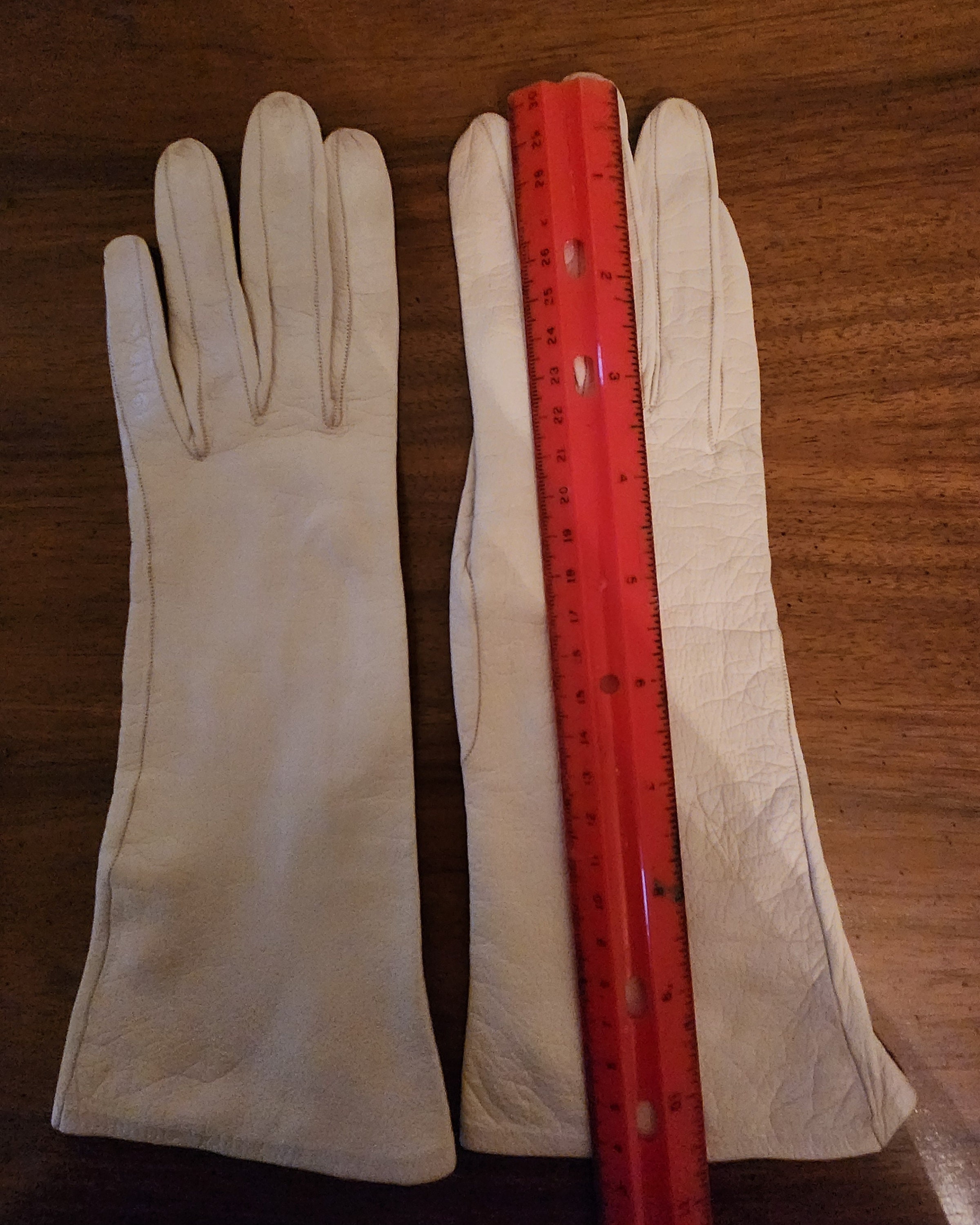 Vintage Roger Fare Ivory Above the Wrist Leather Gloves Size 6 1/2 Made ...