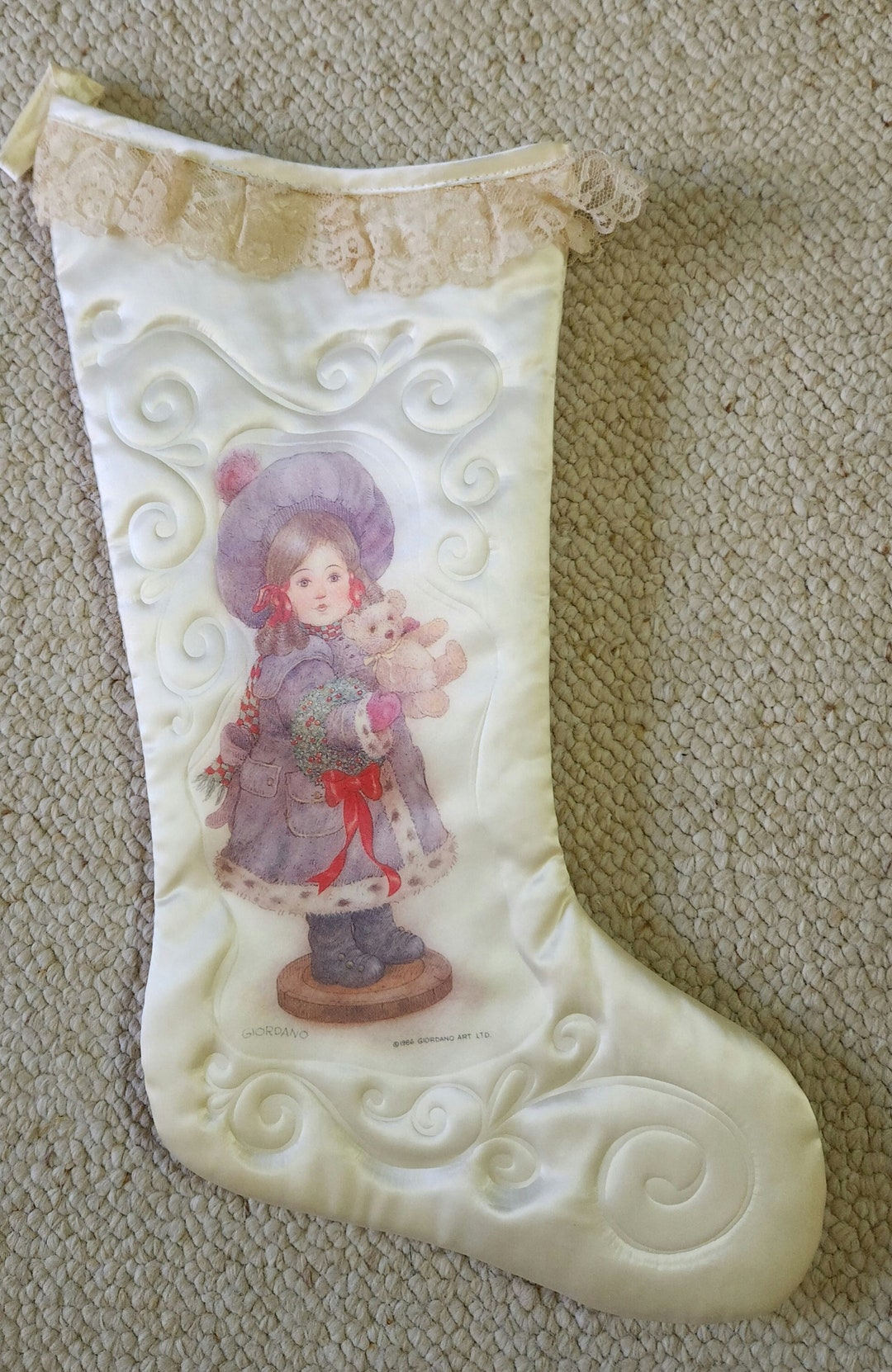 Vintage Giordano Art Victorian Girl Christmas Stocking Cream - Etsy