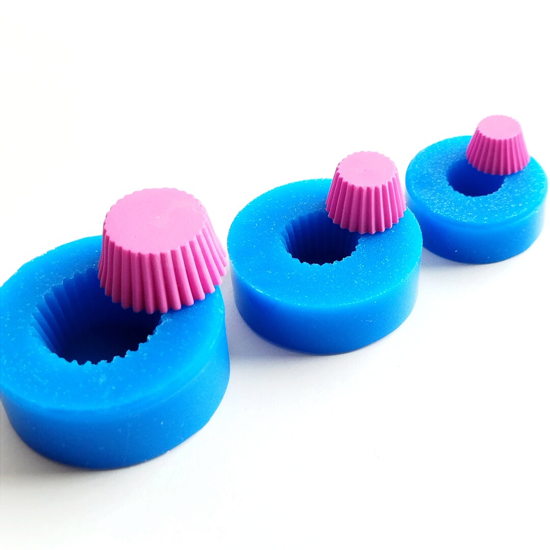 Cupcake Bases Mold, 3 Sizes to Choose, Polymer Clay Mold, Flexible Push ...