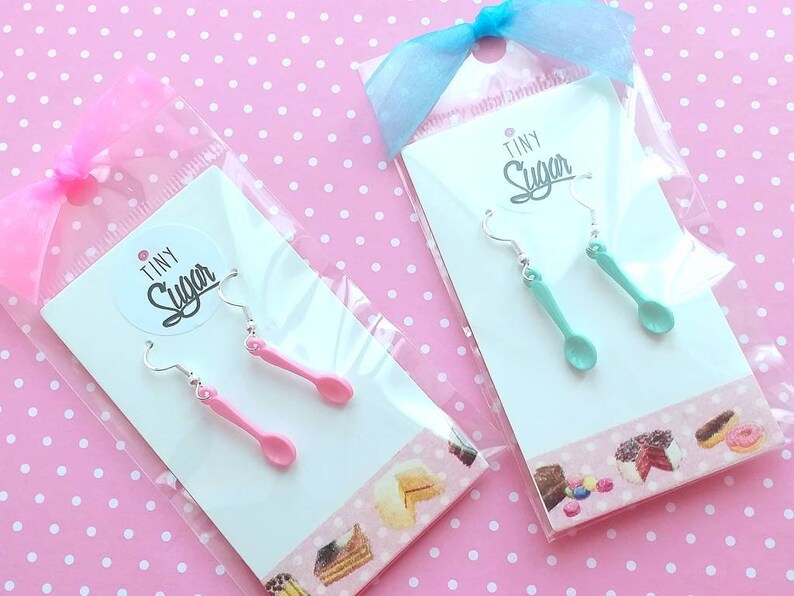 Spoon Earrings food Jewelry Miniature Food Dangle Earrings - Etsy