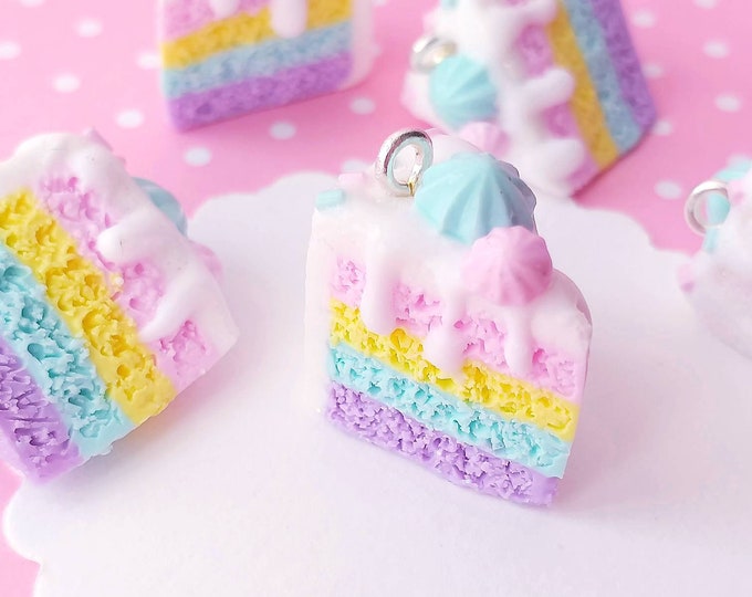 Rainbow Cake Charm Miniature Food Kawaii Charms Polymer - Etsy