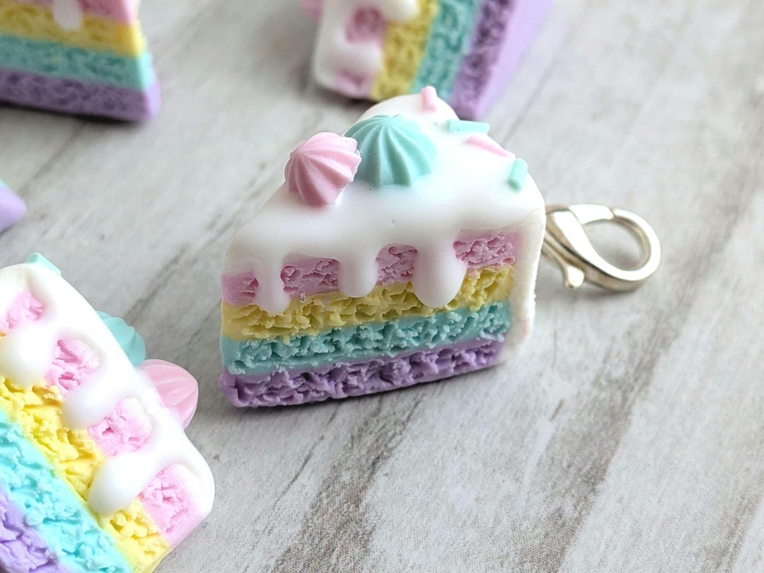 Rainbow Cake Charm - Miniature Food - Kawaii Charms - Polymer Clay ...