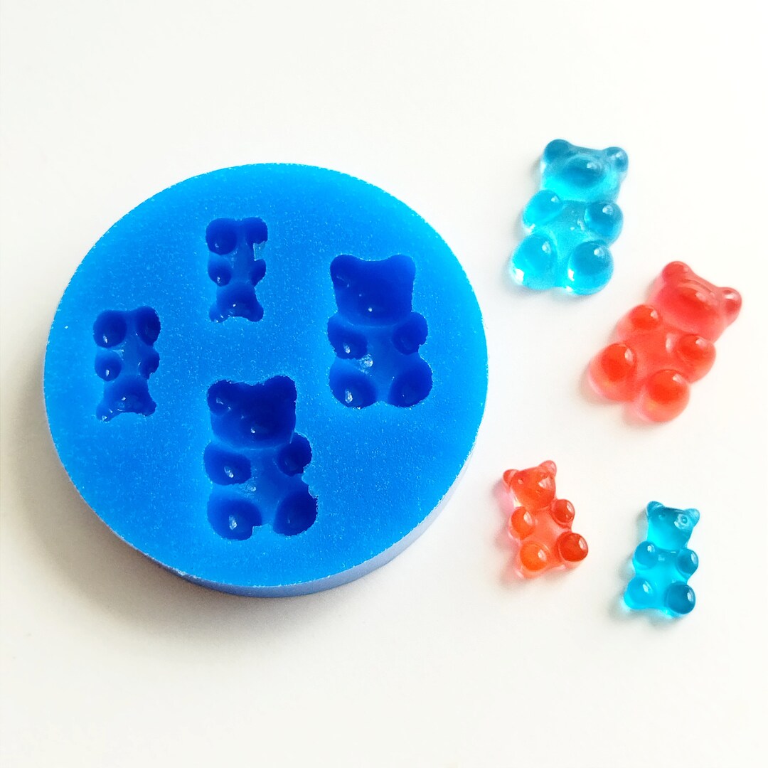 Miniature Gummy Bears Silicone Mold, Polymer Clay Mold, Flexible Push ...