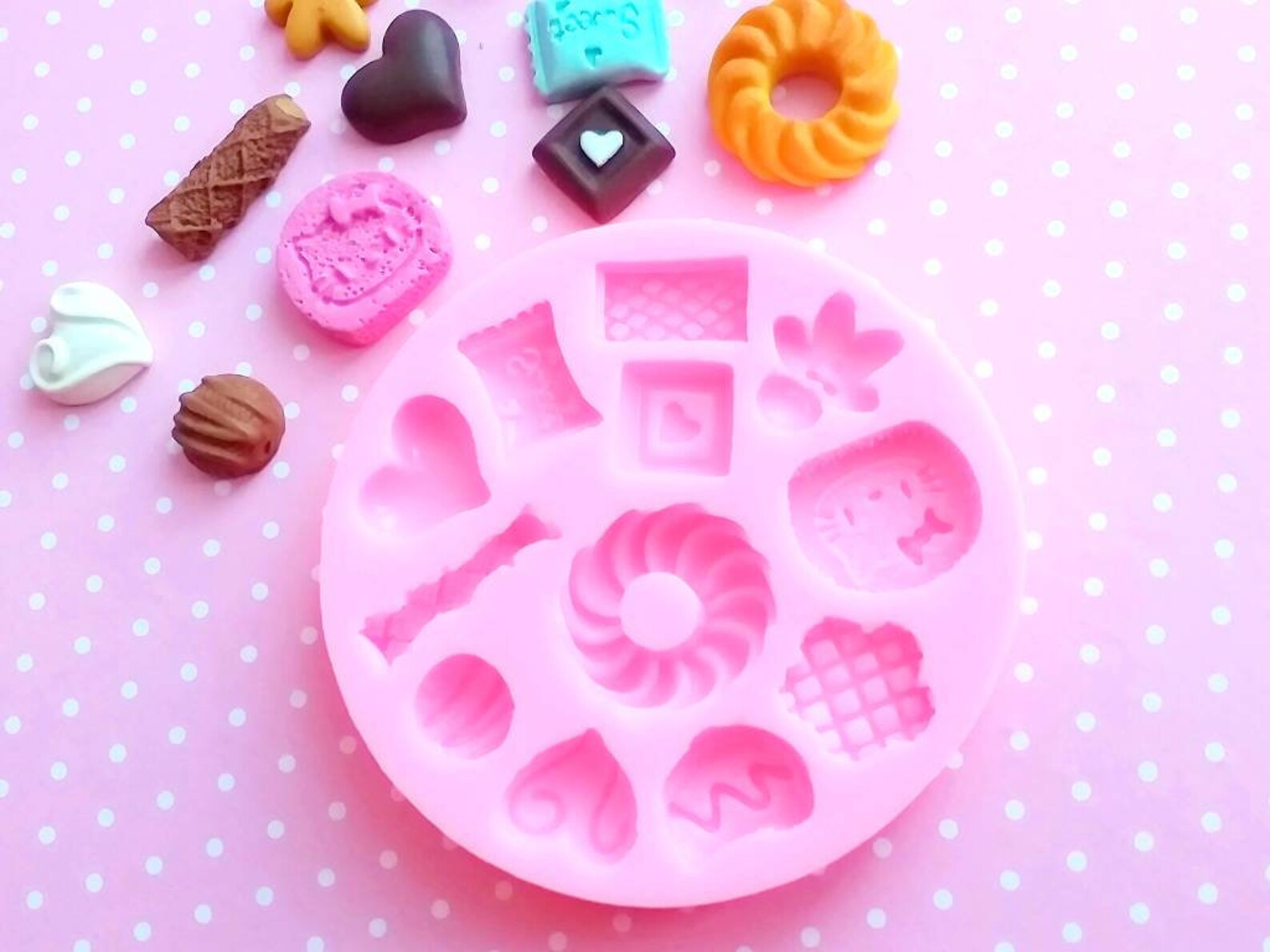 Chocolates, Cookies and Mixed Sweets Silicone Mold, Sweets Polymer Clay ...