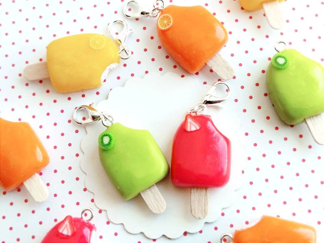 Popsicle Charm - Miniature Food - Kawaii Charms - Polymer Clay Charms ...