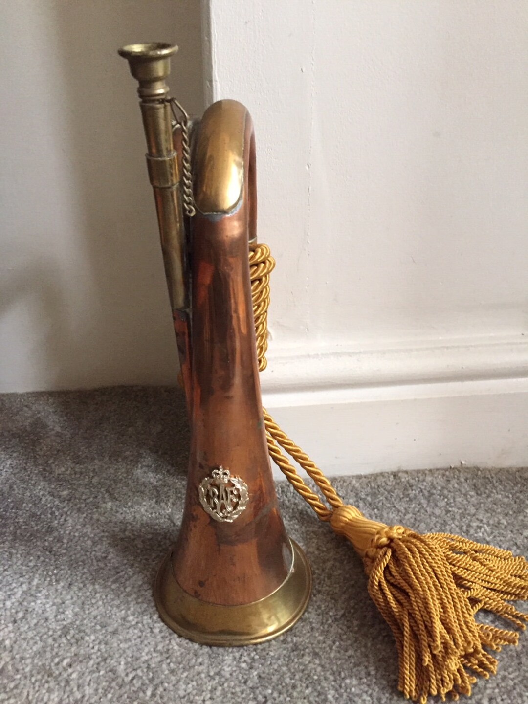 Vintage Copper and Brass RAF Bugle With Mouthpiece and Tassels. - Etsy