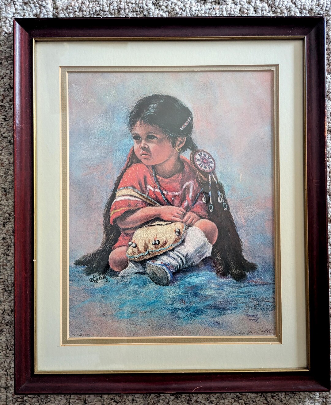 Irish Mccalla, SIGNED, Young Native American Girl, Matted Framed Print ...