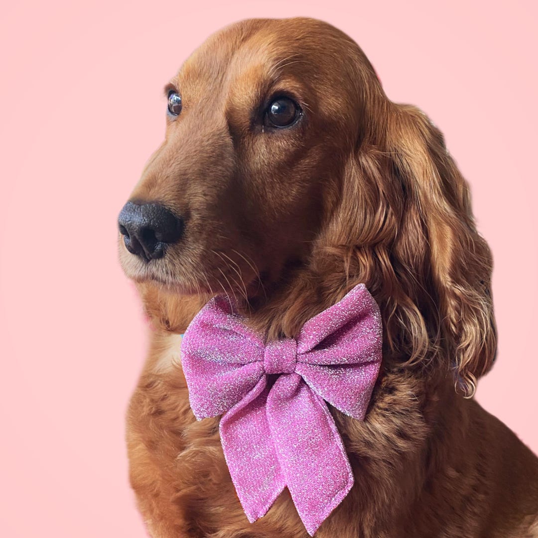 Pink Sparkly Sparkles Pretty Dog Pet Bow Tie Bow Tie Bowtie - Etsy