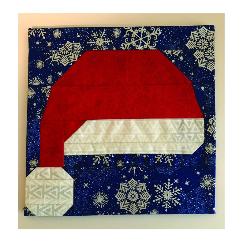 PDF, Santa Hat Quilt Pattern, 8"x8" Quilt Block, Paper Piecing ...
