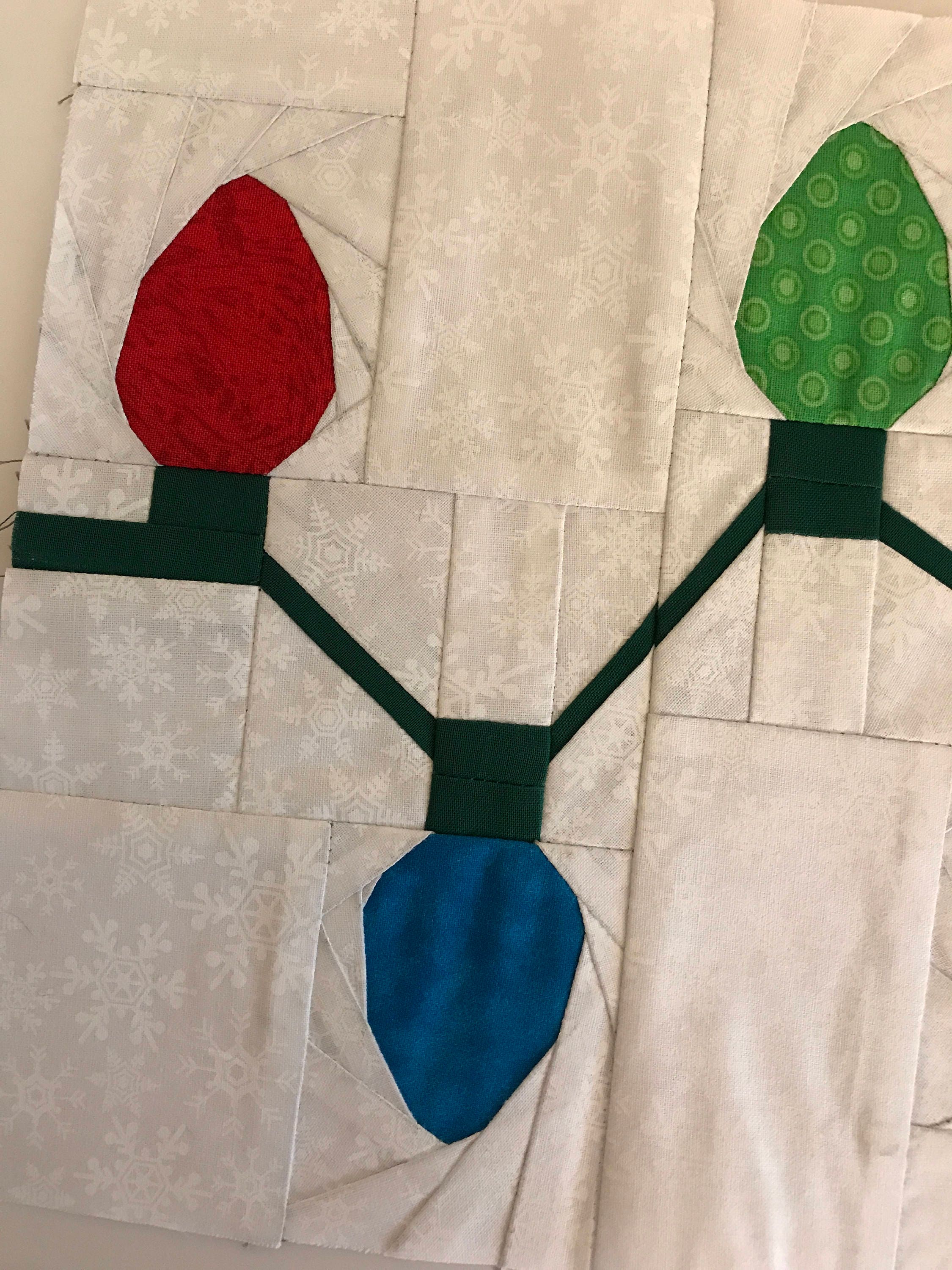 PDF, Christmas Lights Quilt Pattern, 8"x8" Quilt Block, Paper Piecing ...