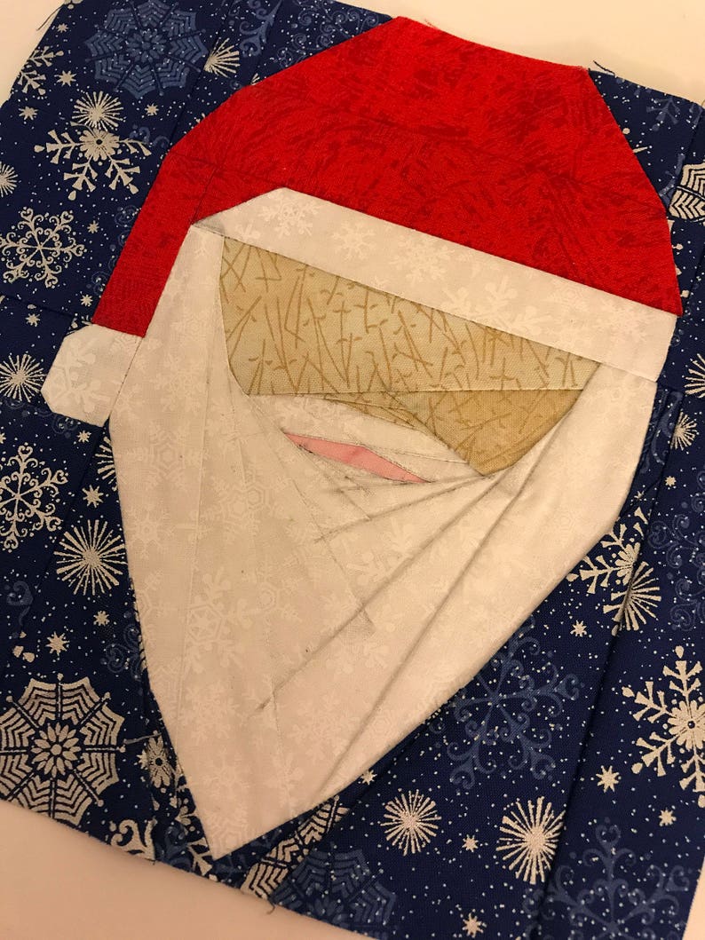 PDF, Santa Quilt Pattern, 8"x8" Quilt Block, Paper Piecing, Christmas ...