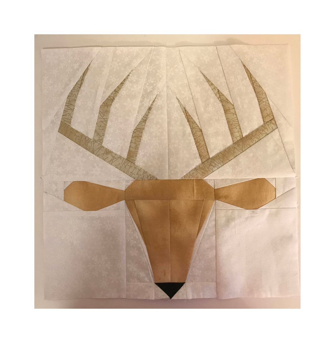 PDF, Reindeer Throw Quilt Pattern & 12"x12" Quilt Block, Paper Piecing ...