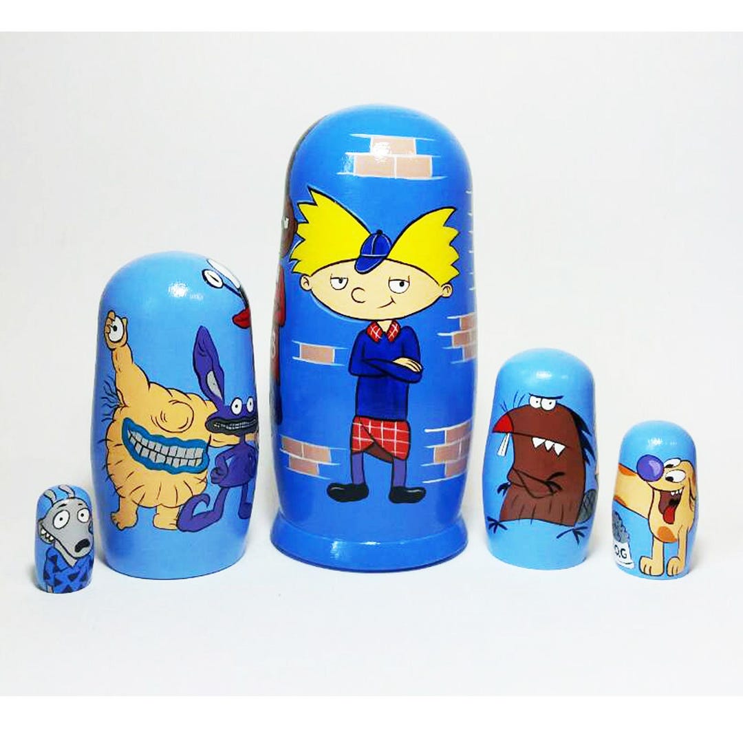 Cartoon Characters Nesting Dolls, 90s Cartoon Collection, Funny Gift ...