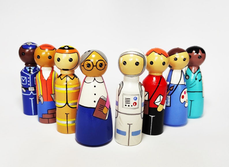 Community Helpers Peg Dolls Profession Peg Police Fireman - Etsy