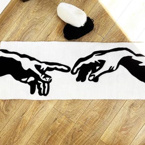 Hands of God Tufted Rug, Rug in Michelangelo Style, Creation of Adam ...