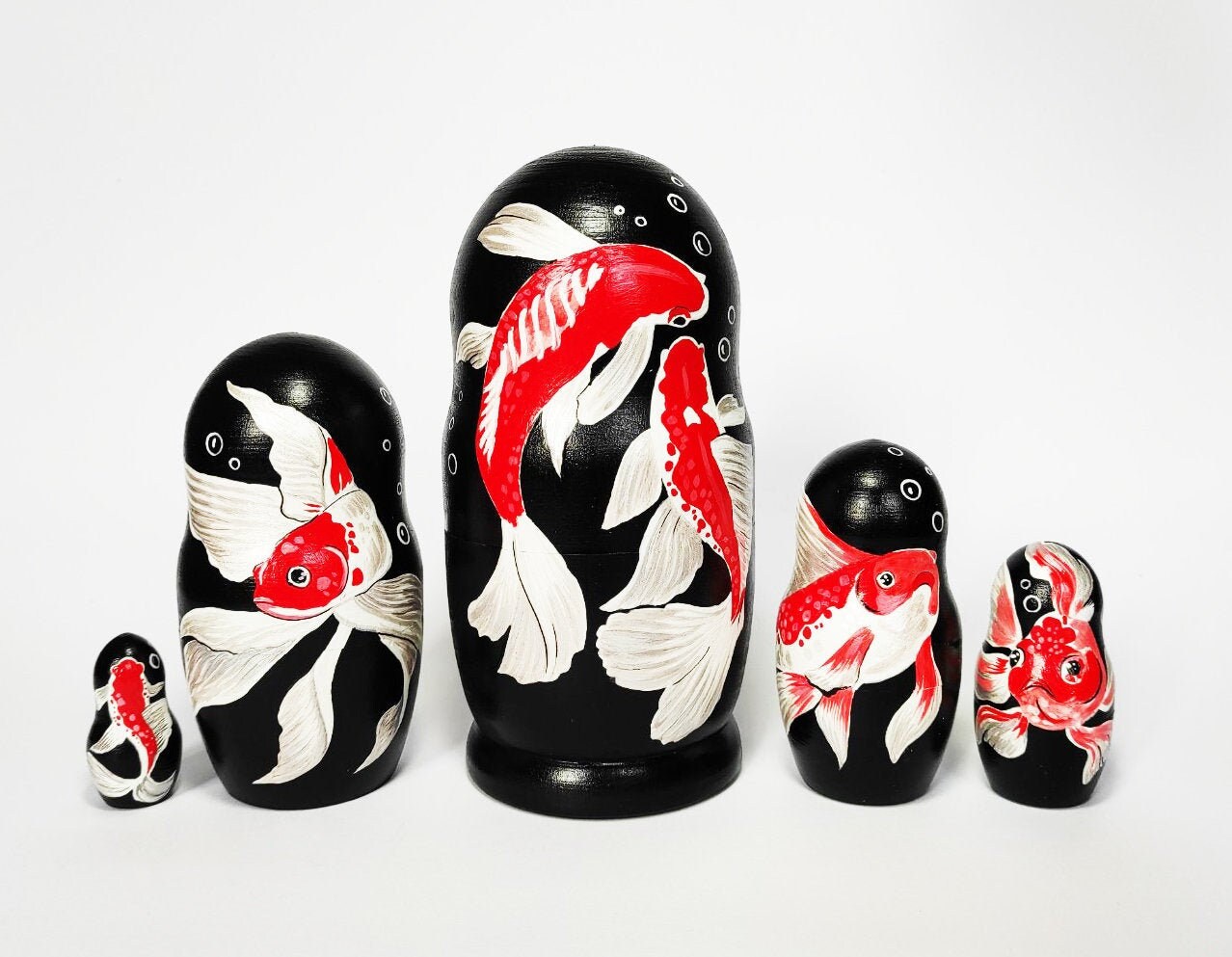 Koi fish art Nesting dolls Japanese inspired Pisces Acrilic | Etsy