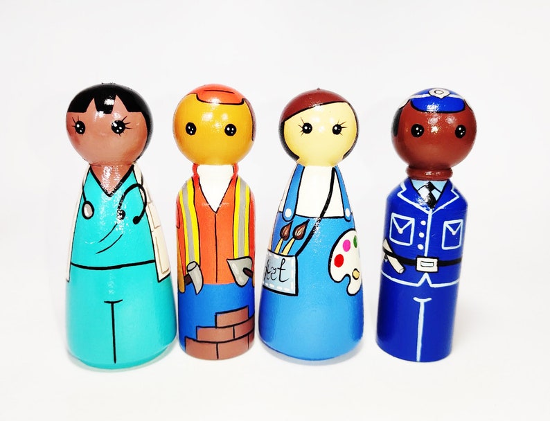 Community Helpers Peg Dolls Profession Peg Police Fireman - Etsy