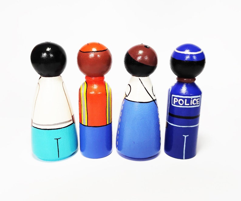 Community Helpers Peg Dolls Profession Peg Police Fireman - Etsy