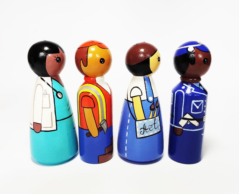 Community Helpers Peg Dolls Profession Peg Police Fireman - Etsy