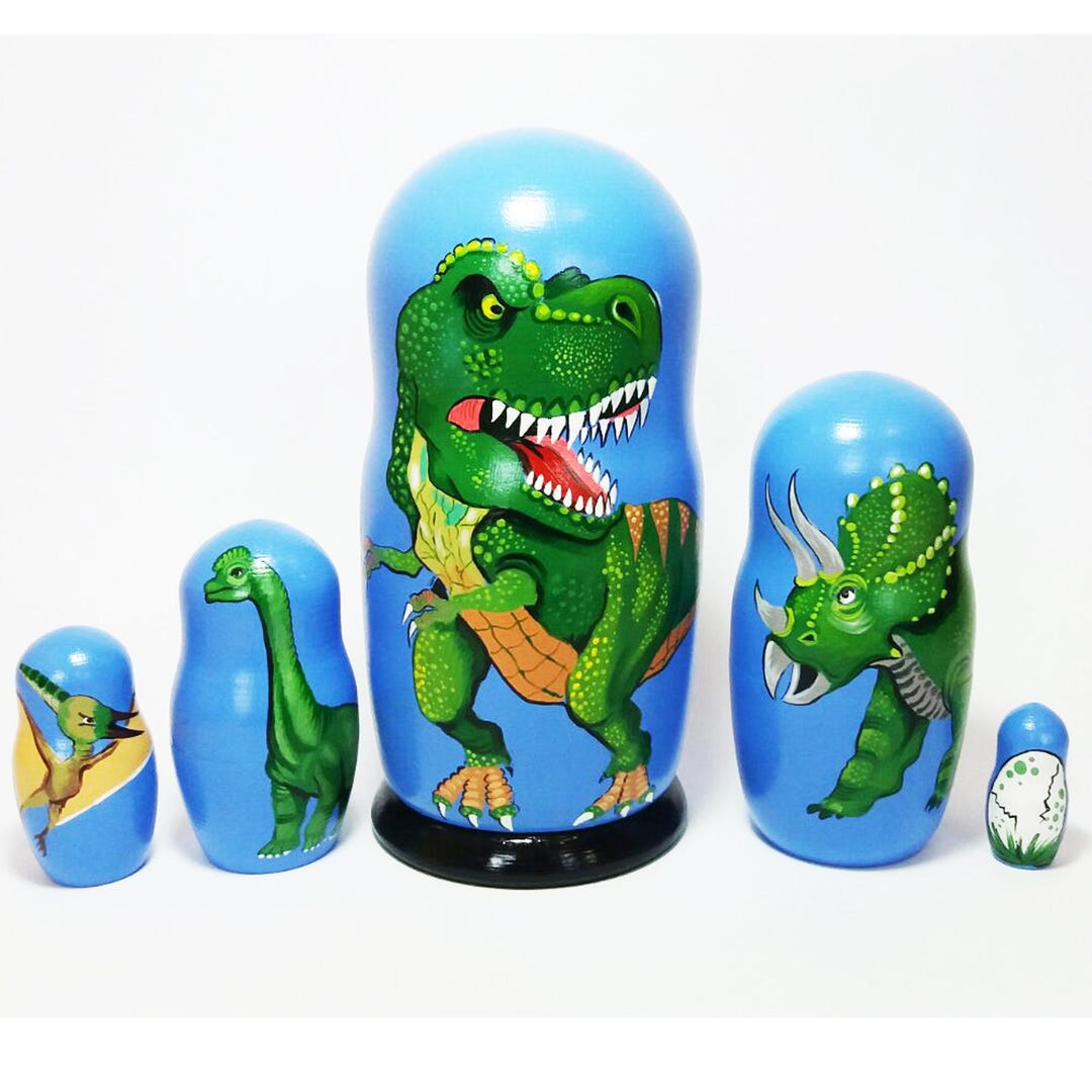 Dinosaurs Nesting Dolls, Educational Wooden Toys, Prehistoric Animals ...