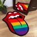 Rainbow Lips Tufted Rug, Colorful Tongue Tufted Rug, Handmade Carpet ...