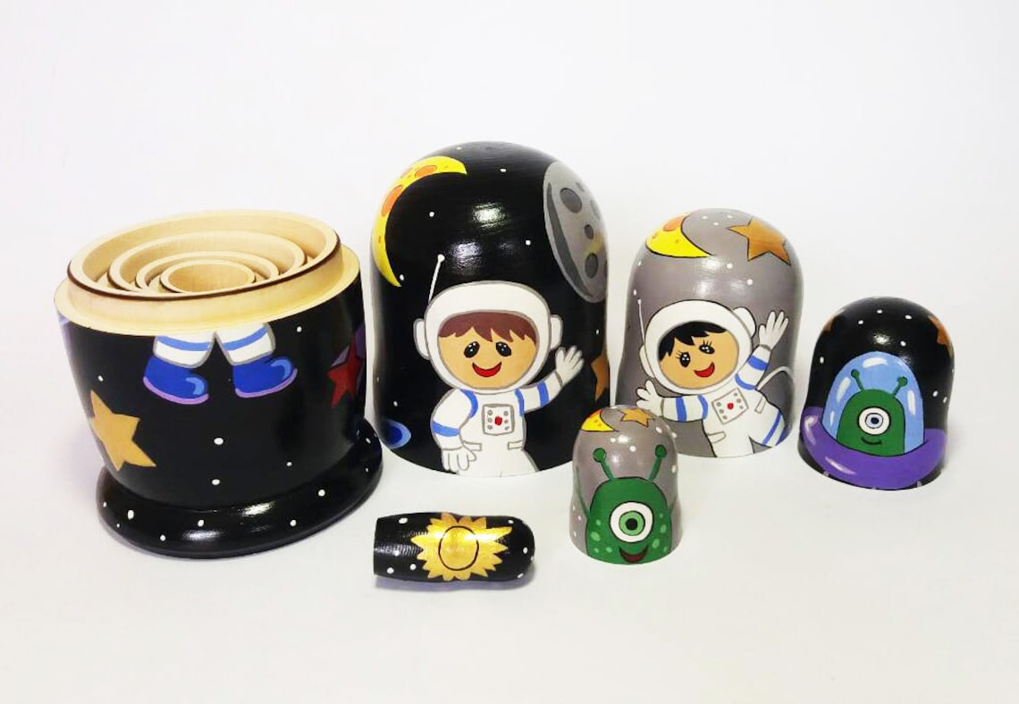 Astronauts Nesting Dolls Galaxy Space Decor Rocket Ship - Etsy