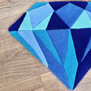 Diamond Tufted Rug: 3D Geometric Blue Decor (22x27 Inches) - Etsy