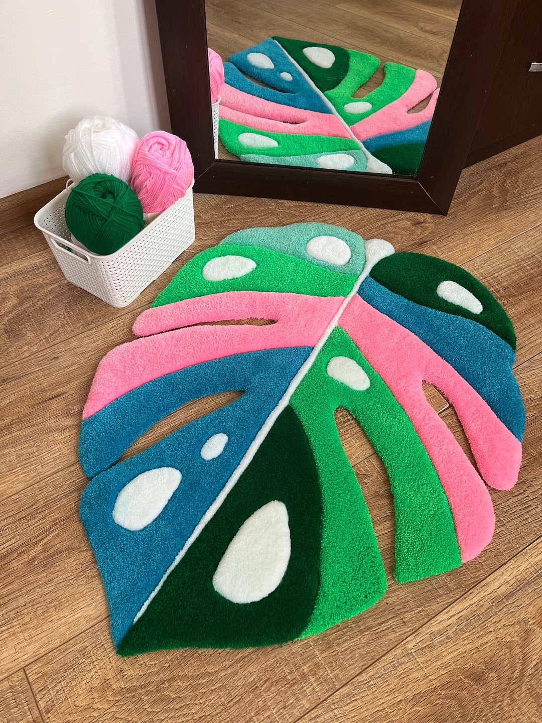 Monstera Tufting Rug, Leaf Area Carpet, Custom Flower Carpet, Plant ...