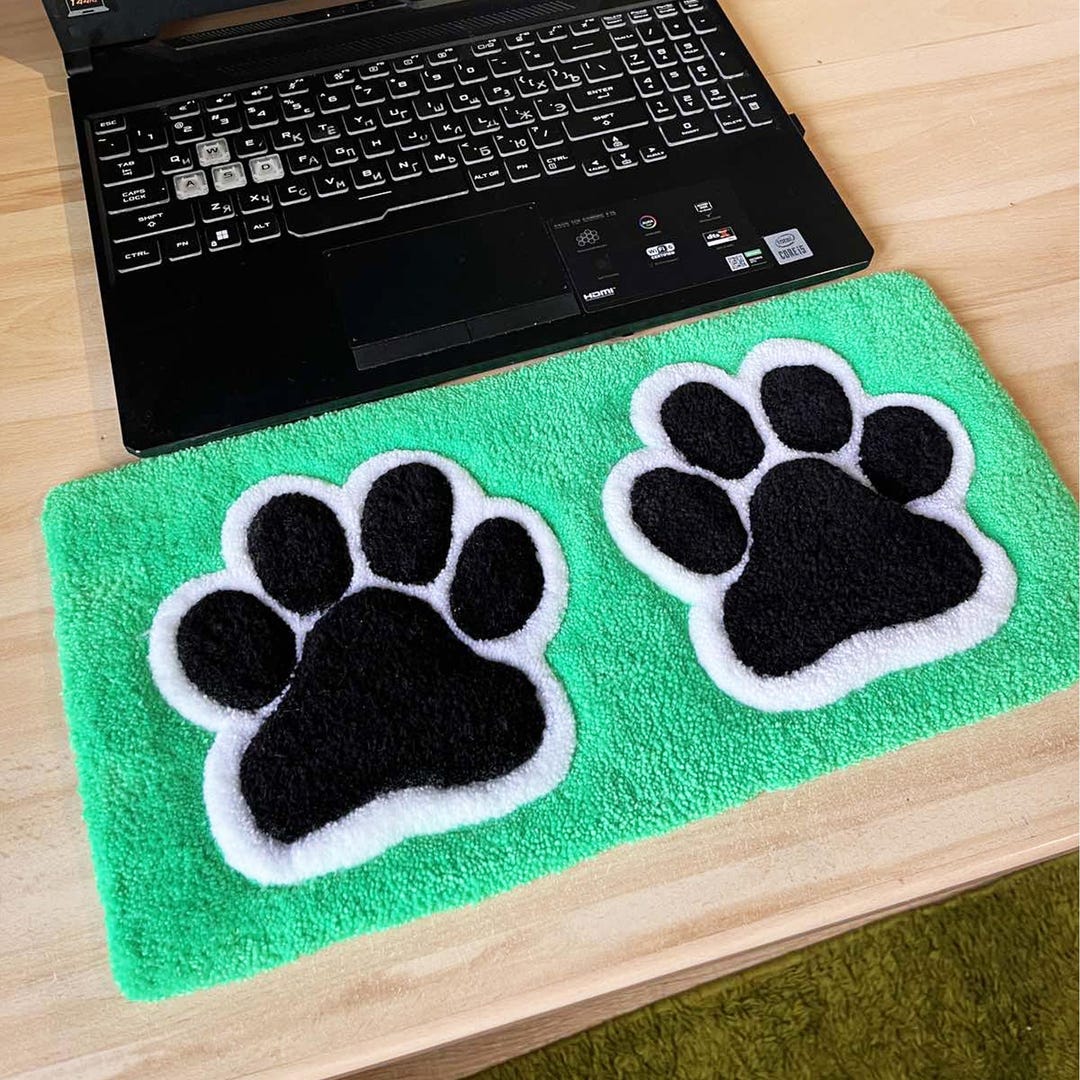 Keyboard-shaped Tufted Rug, Paw-shaped Wrist Rest, Acrylic Carpet for ...