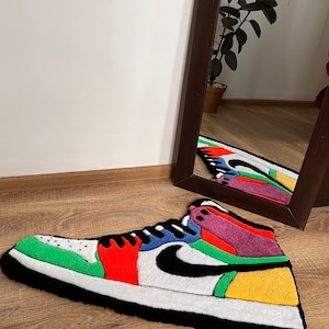 Sneakers Rug, Handmade Tufted Rug, Personalized Area Rug, Custom Floor ...