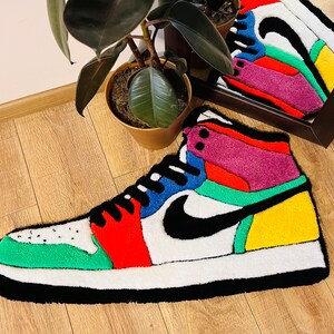 Sneakers Rug, Handmade Tufted Rug, Personalized Area Rug, Custom Floor ...