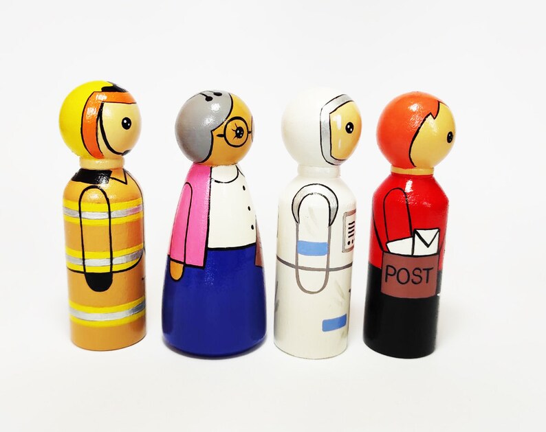 Community Helpers Peg Dolls Profession Peg Police Fireman - Etsy