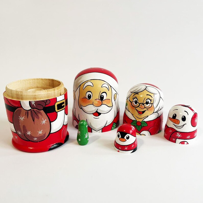 Christmas Nesting Dolls: Hand-painted Santa Matryoshka Set - Etsy