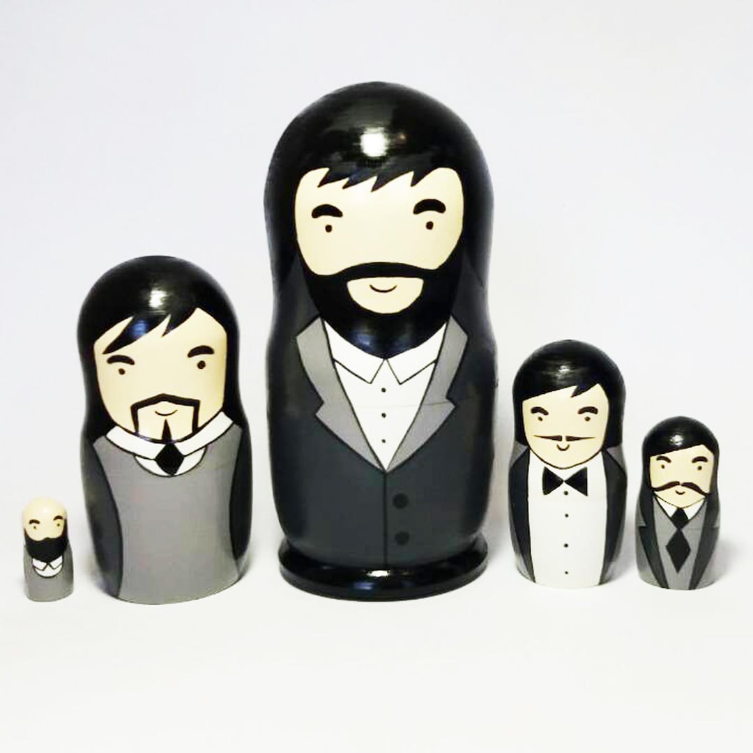 Bearded Mens Figurines, Hand Painted Nesting Dolls, Gift for Barbershop ...