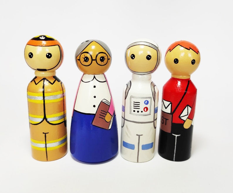 Community Helpers Peg Dolls Profession Peg Police Fireman - Etsy